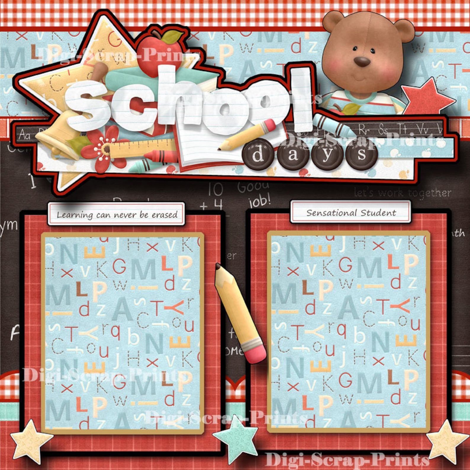 School Day Boy ~ 2 Printed 12X12 Pre-made Scrapbook Pages Quick Pages ...