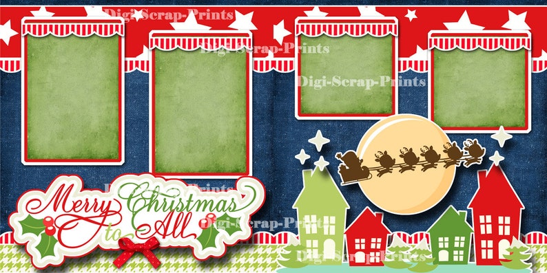 MERRY CHRISTMAS to All ~ 2 Printed 12X12 Pre-made Scrapbook Pages Ez ...