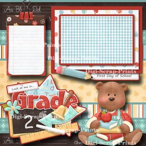 2ND GRADE SCHOOL~ Boy ~ 2 Printed 12X12 Pre-made Scrapbook Pages Ez ...
