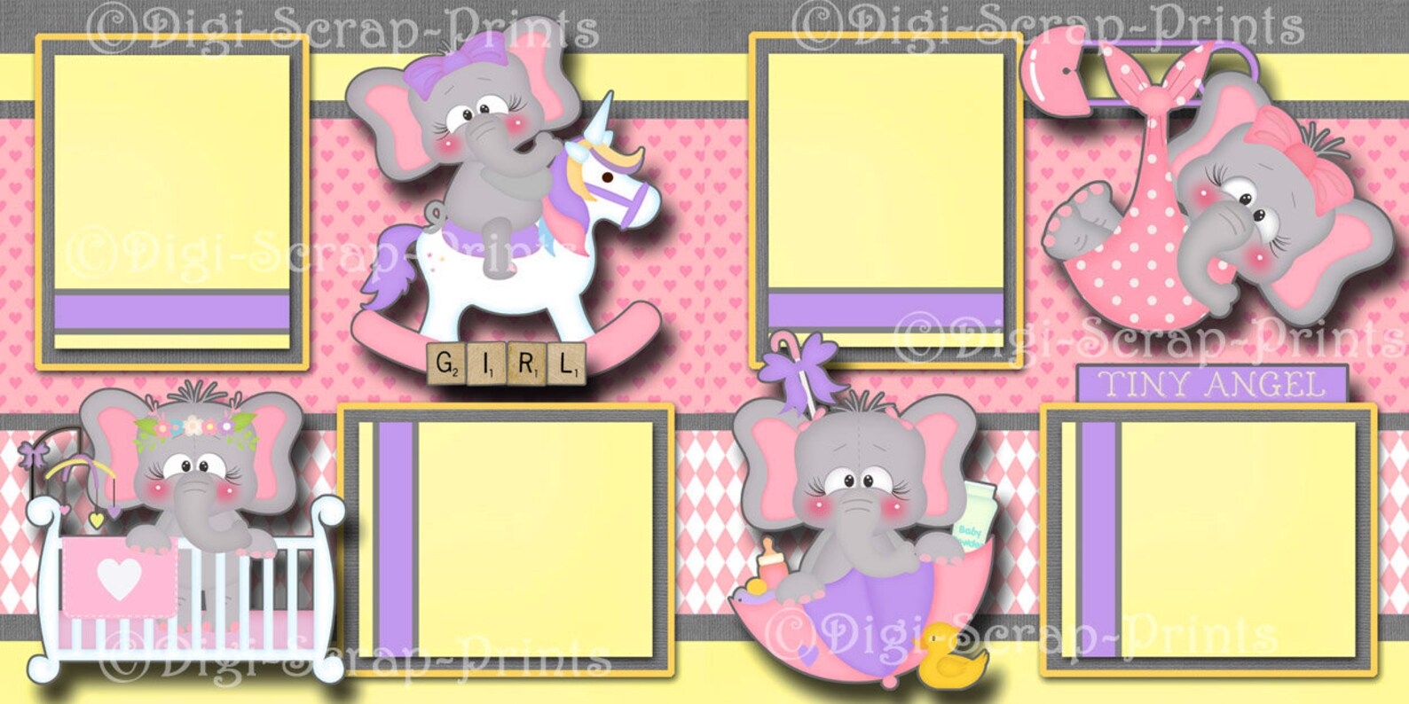BABY GIRL ~ 2 Printed 12X12 Pre-made Scrapbook Pages Quick Pages ...