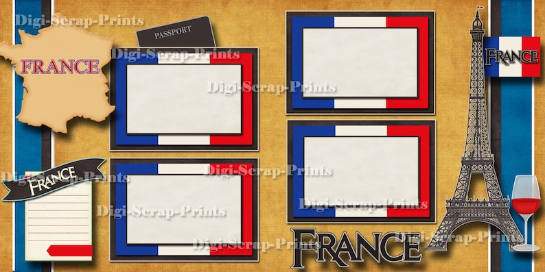 FRANCE ~ Vacation Travel 2 Printed 12X12 Pre-made Scrapbook Pages Quick ...