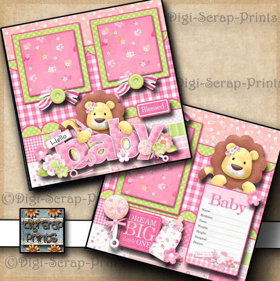 BABY GIRL 2 Printed 12X12 Pre-made Scrapbook Pages Quick - Etsy