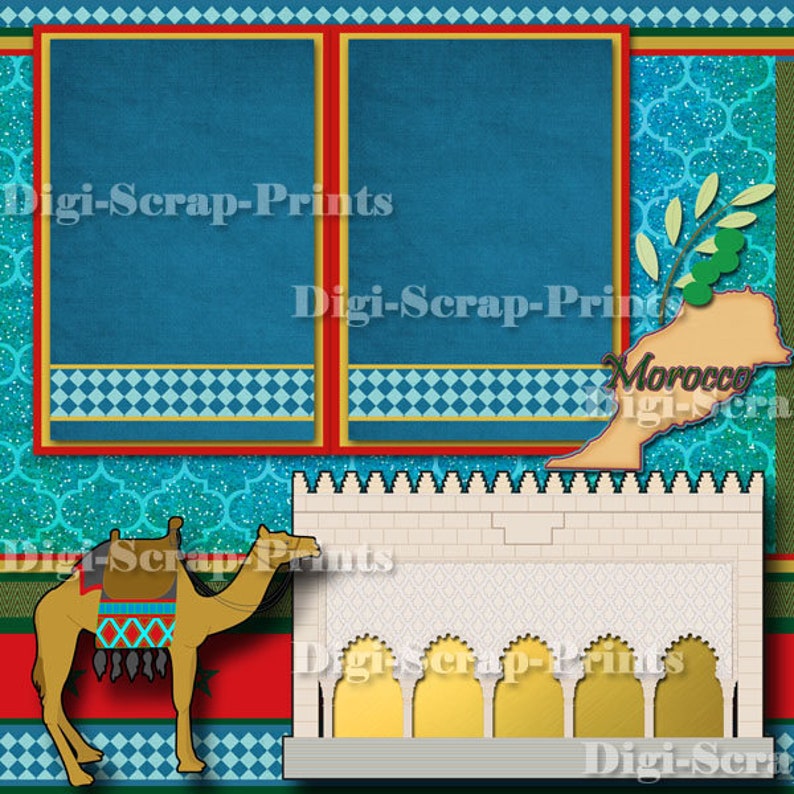 MOROCCO ~ Vacation Travel 2 Printed 12X12 Pre-made Scrapbook Pages ...
