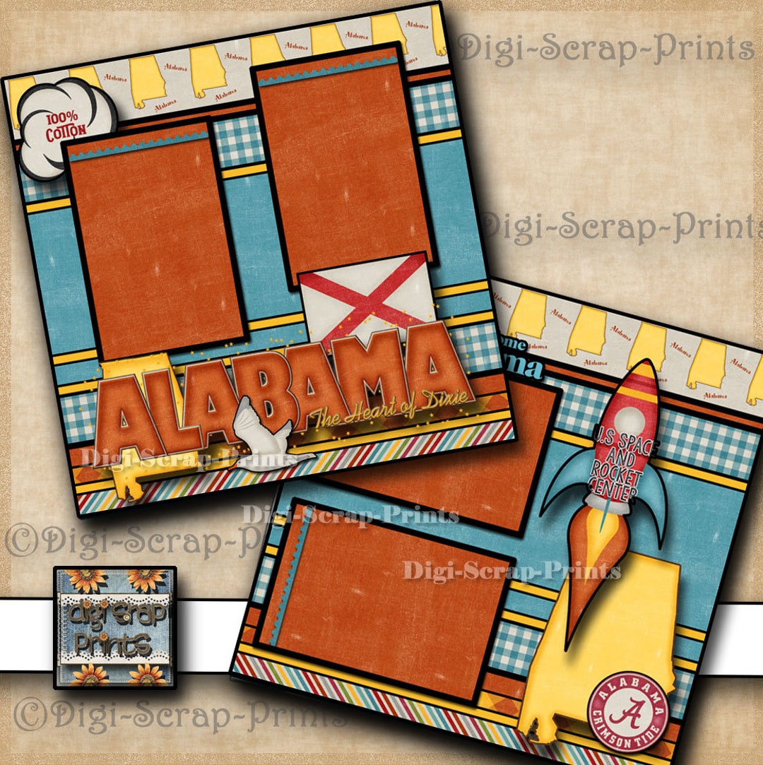 ALABAMA ~ Vacation 2 Printed 12X12 Pre-made Scrapbook Pages Quick Pages ...
