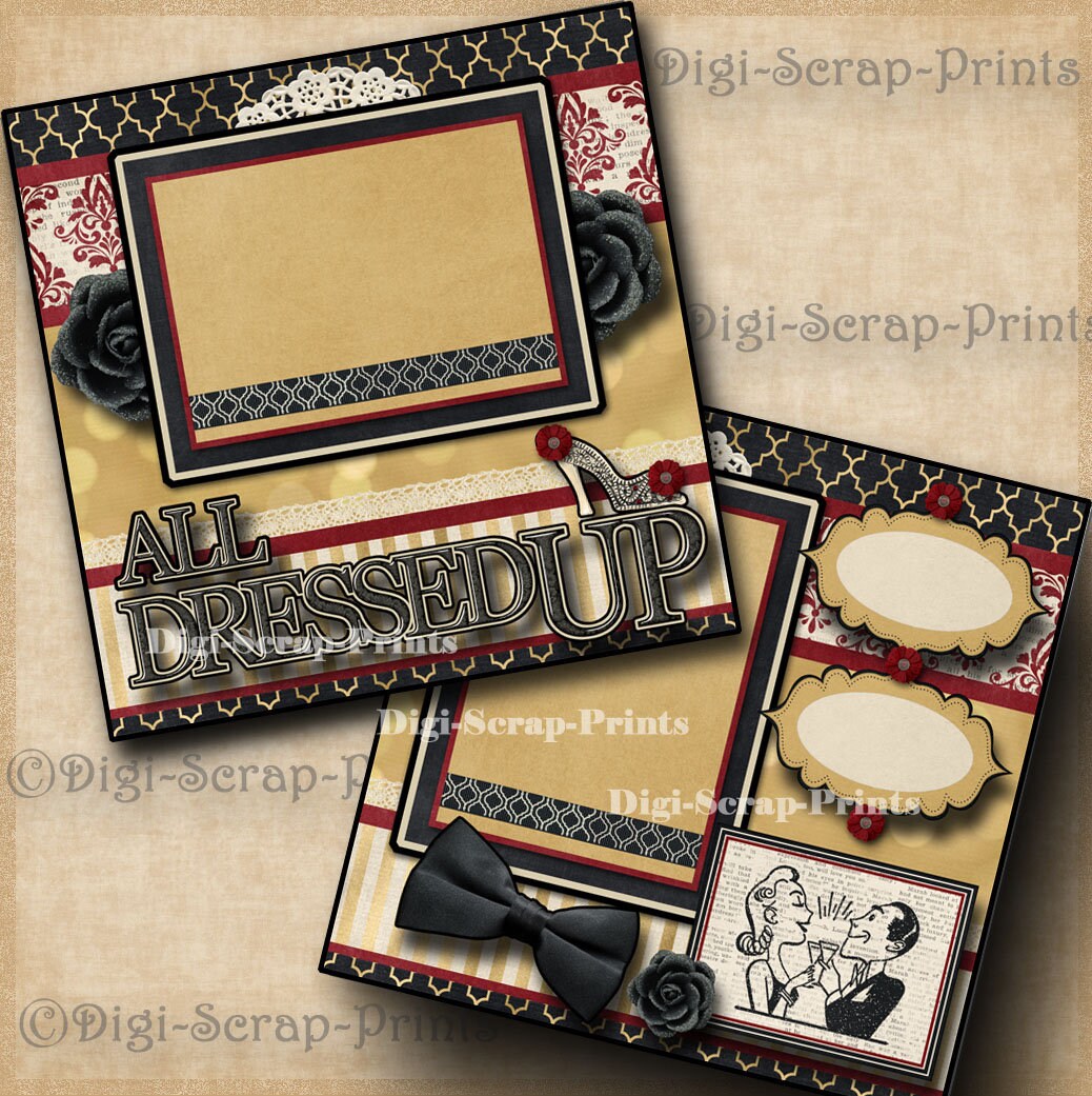 All Dressed up ~ Prom ~ 2 Printed 12X12 Pre-made Scrapbook Pages Quick ...