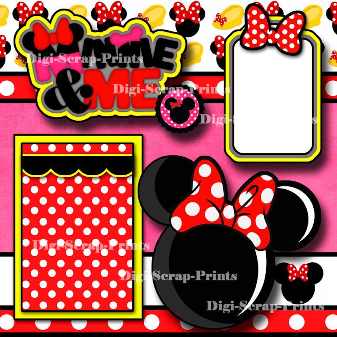 MINNIE & ME Theme Park 12x12 Printed 2 Premade Scrapbook Pages Quick ...