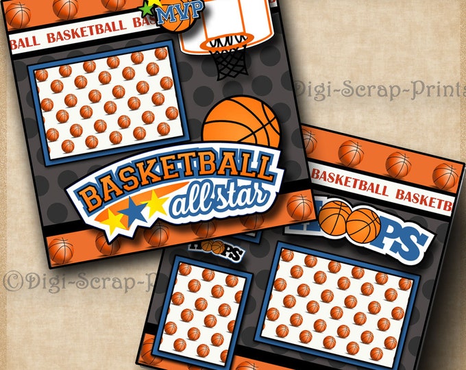 BASKETBALL 2 Printed 12X12 Pre-made Scrapbook Pages Quick EZ Pages ...