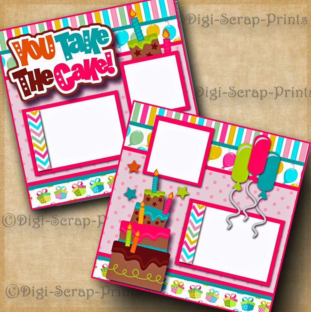 BIRTHDAY ~ Girl ~ 2 Printed 12X12 Pre-made Scrapbook Pages Quick EZ ...