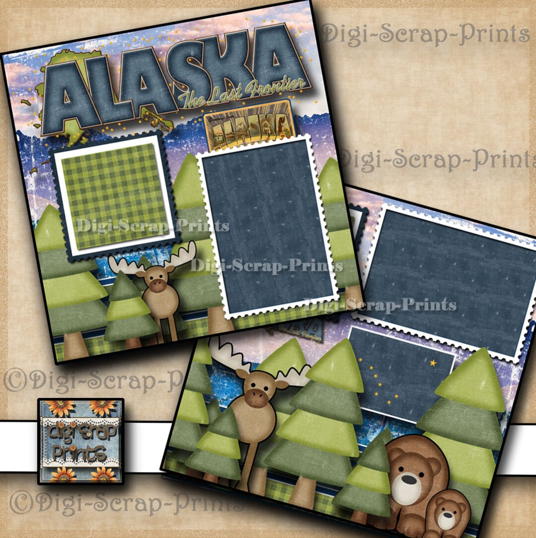 ALASKA ~ Vacation 2 Printed 12X12 Pre-made Scrapbook Pages Quick Pages ...