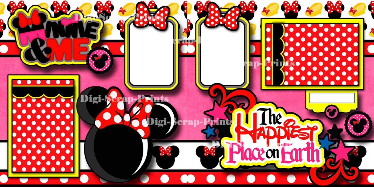 MINNIE & ME Theme Park 12x12 Printed 2 Premade Scrapbook Pages Quick ...