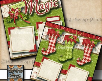 Merry Christmas 2 Printed 12X12 Pre-made Scrapbook Pages Ez Quick PAGES ...