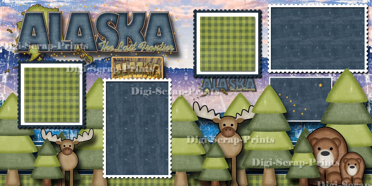 ALASKA ~ Vacation 2 Printed 12X12 Pre-made Scrapbook Pages Quick Pages ...