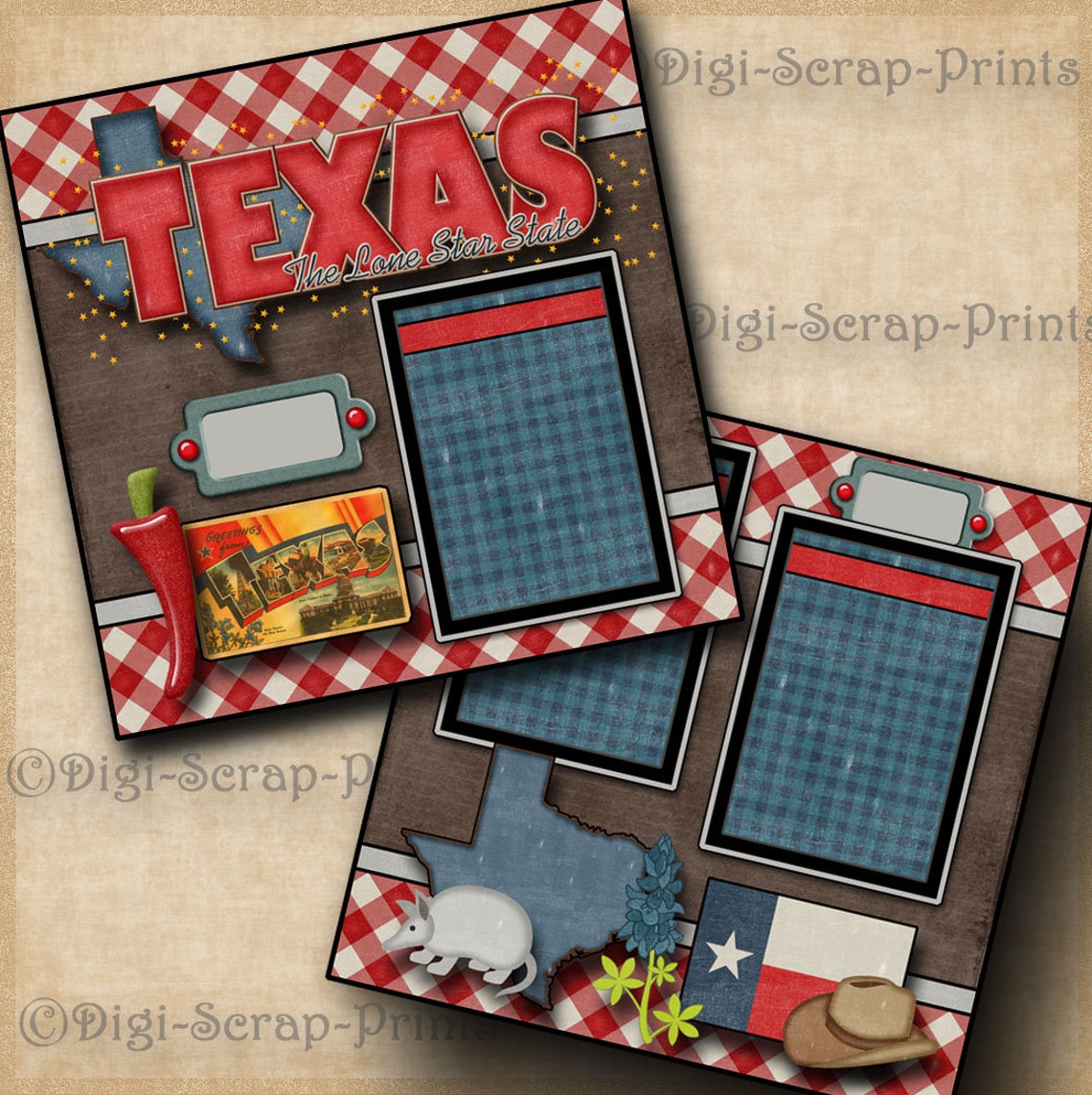TEXAS VACATION 2 Printed 12X12 Pre-made Scrapbook Pages Quick Pages ...