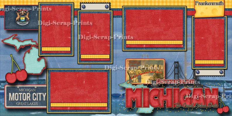 MICHIGAN ~ Vacation 2 Printed 12X12 Pre-made Scrapbook Pages Quick ...