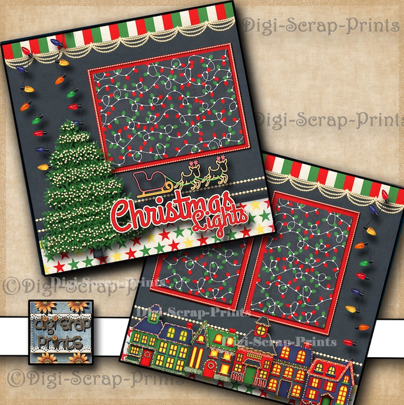Christmas Lights Decorate Drive by ~ 2 Printed Scrapbook Pages Ez Quick ...