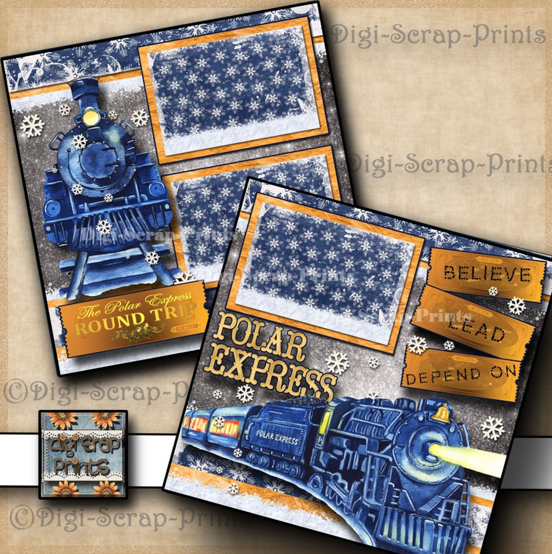 Polar Express Train Movie Book Christmas ~ 2 Printed Scrapbook Pages Ez ...