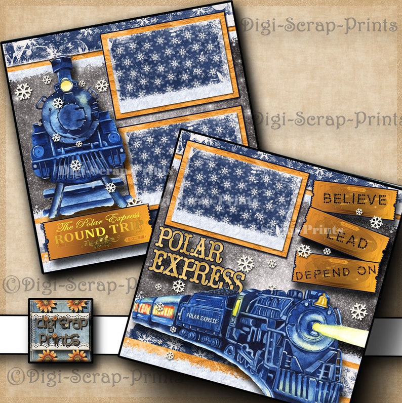 Polar Express Train Movie Book Christmas ~ 2 Printed Scrapbook Pages Ez ...