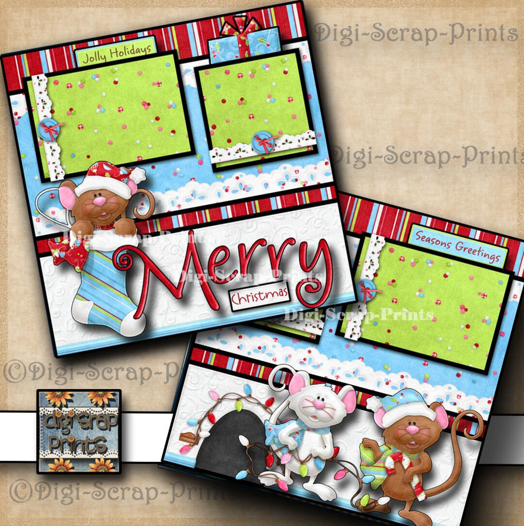 Merry Christmas ~ 2 Printed 12X12 Scrapbook Pages Ez Quick PAGES Paper ...