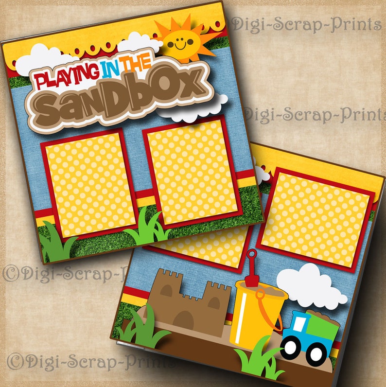Playing in the Sandbox 2 Printed 12X12 Pre-made Scrapbook Pages Quick ...