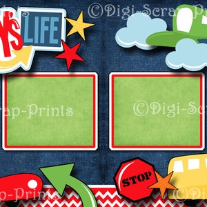 BOYS LIFE ~ 2 Printed 12X12 Pre-made Scrapbook Pages Quick EZ Pages ...