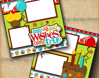 BIRTHDAY Boy or Girl 2 Printed 12X12 Pre-made Scrapbook Pages Quick EZ ...