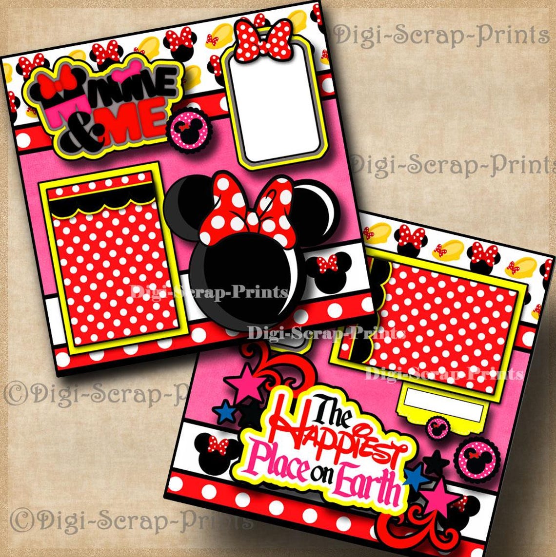 MINNIE & ME Theme Park 12x12 Printed 2 Premade Scrapbook Pages Quick ...