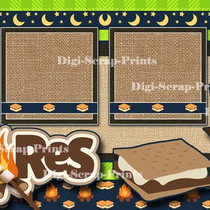 SMORES ~ Camping ~ 2 Printed 12X12 Pre-made Scrapbook Pages Quick EZ ...