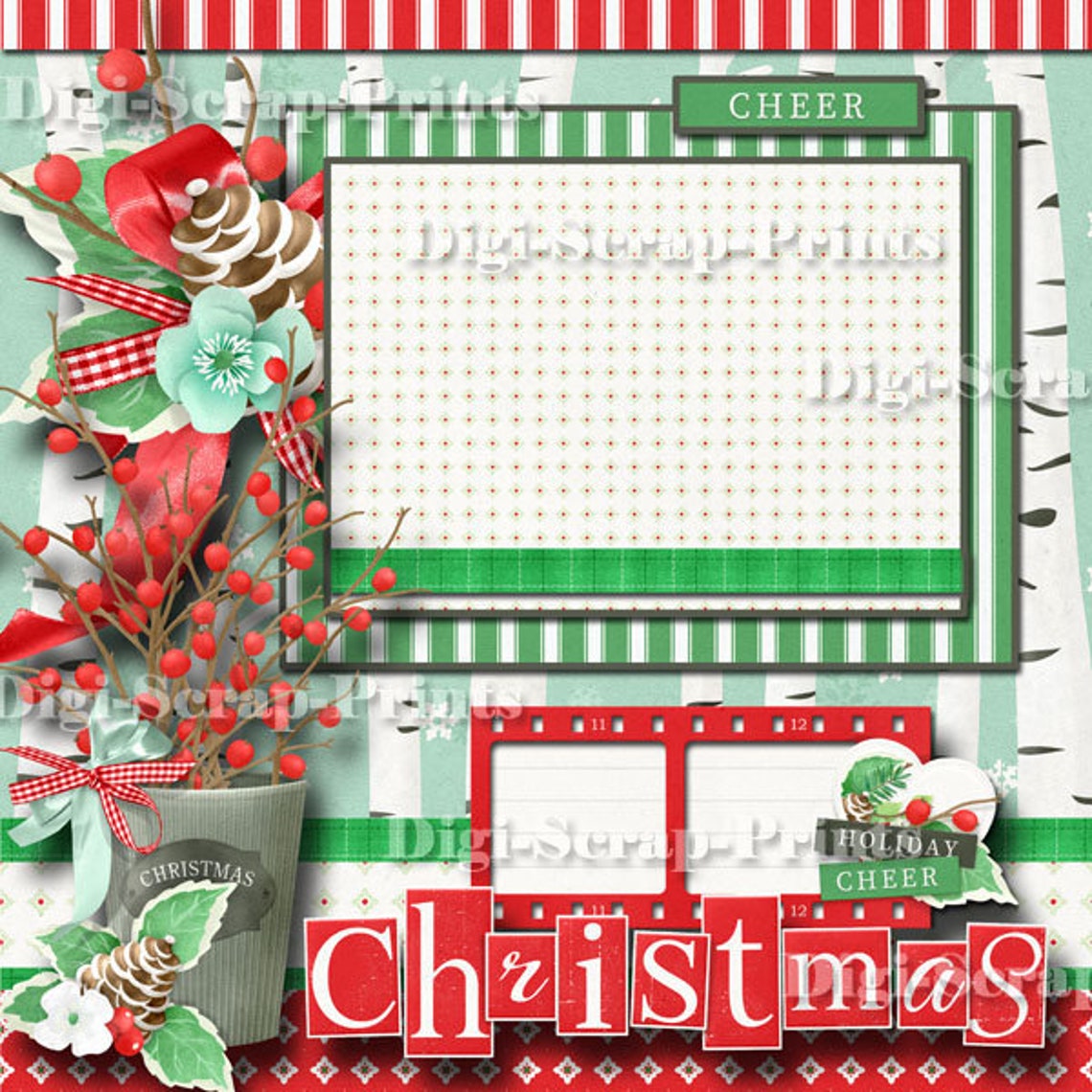 CHRISTMAS CHEER ~ Christ Birth ~ Holiday 2 Printed Scrapbook Pages Ez ...