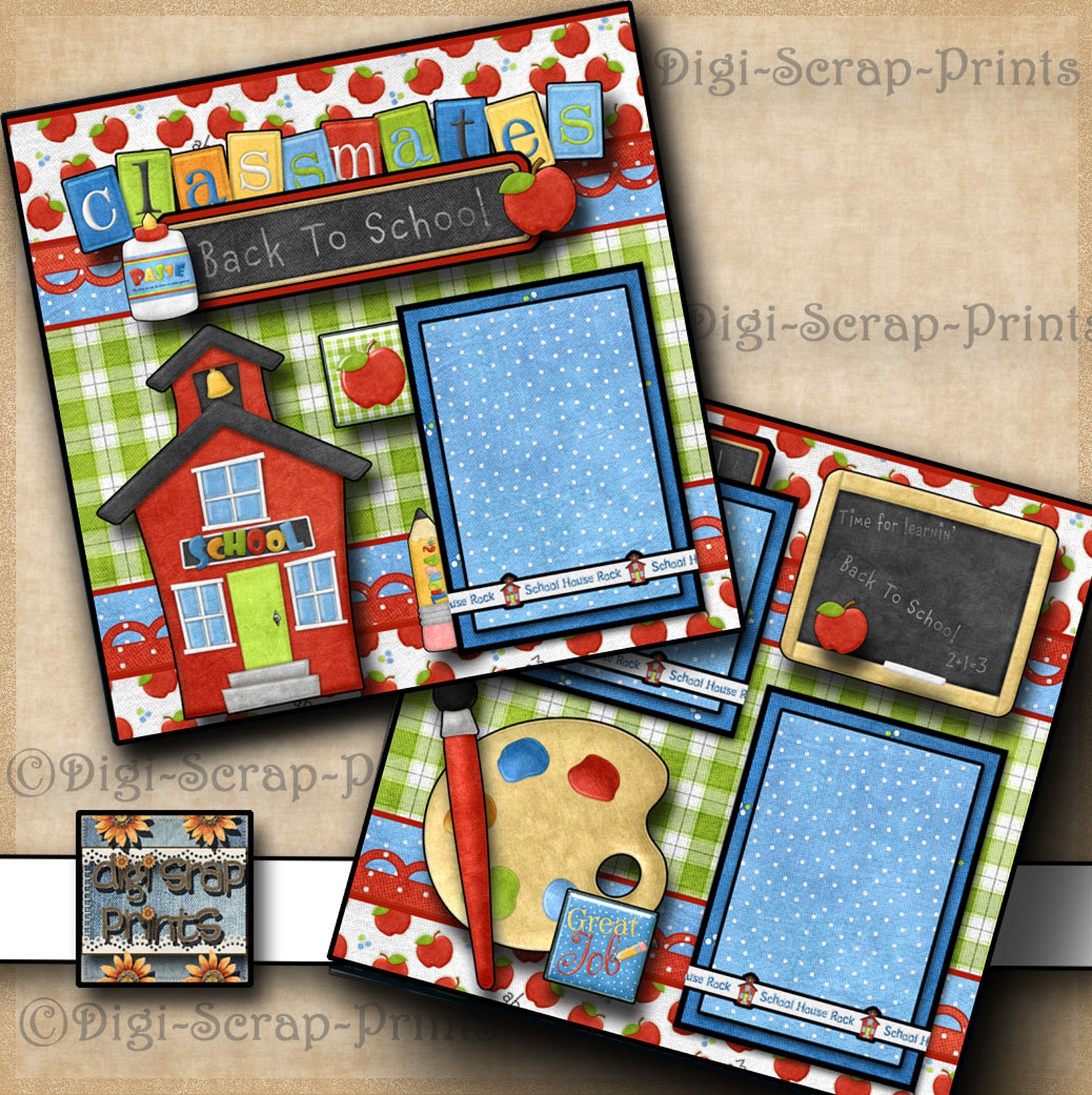 BACK TO SCHOOL House Grade Classmate 2 Printed 12X12 Pre-made Scrapbook ...