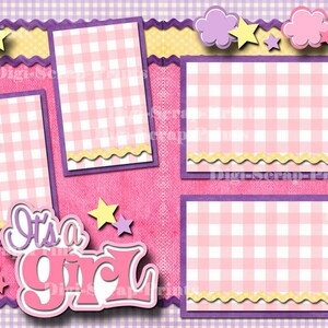 IT'S A GIRL ~ Baby 2 Printed 12X12 Pre-made Scrapbook Pages Ez Quick ...
