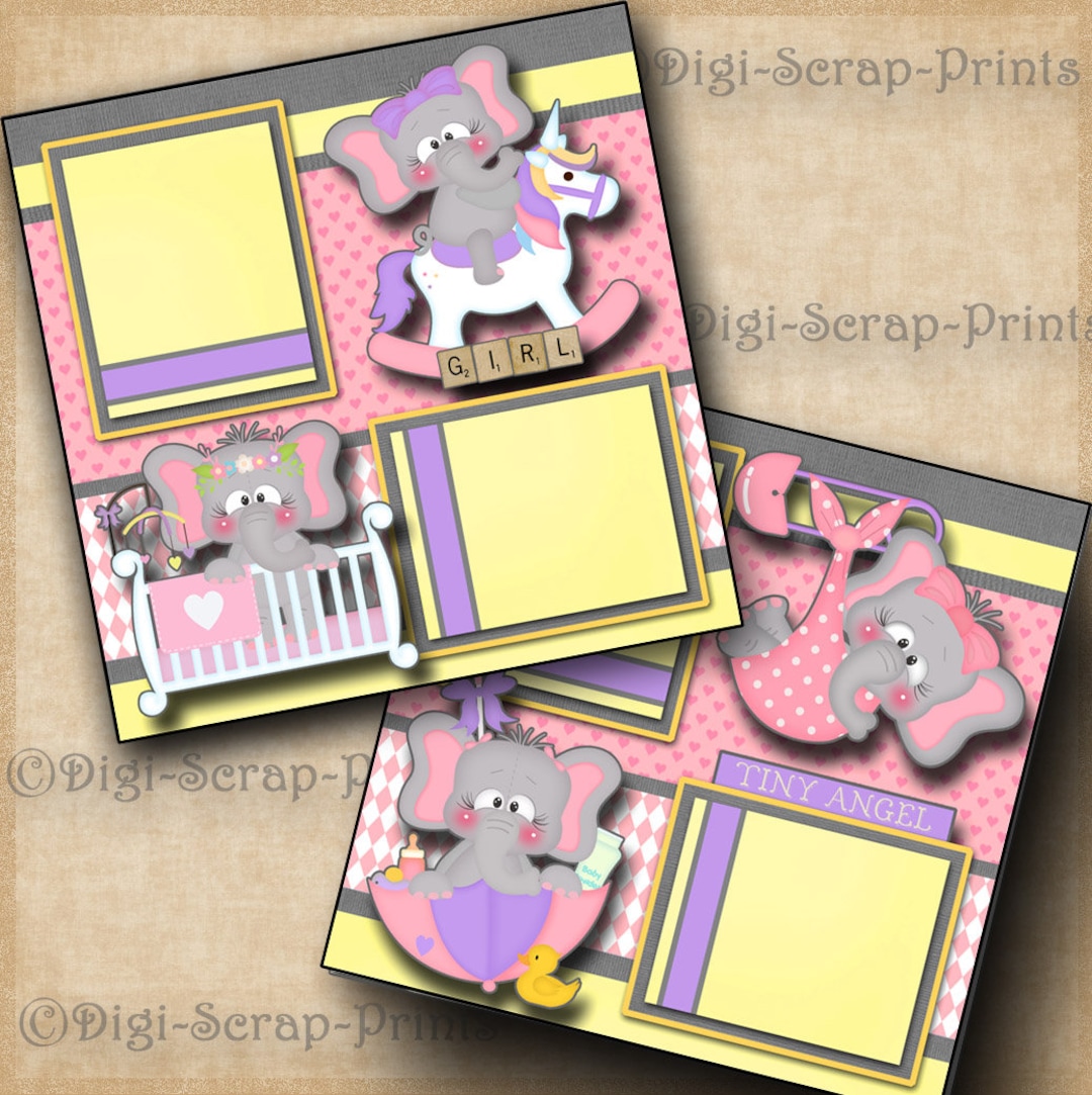 BABY GIRL ~ 2 Printed 12X12 Pre-made Scrapbook Pages Quick Pages ...