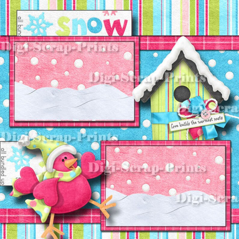 SNOWBIRDS WINTER GIRL 2 Printed 12X12 Pre-made Scrapbook Pages Quick Ez ...