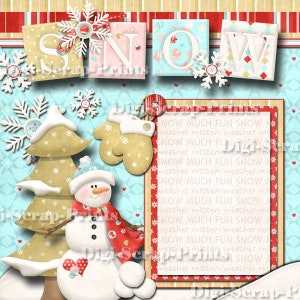 SNOW WINTER BOY ~ 2 Printed 12X12 Pre-made Scrapbook Pages Quick Ez ...