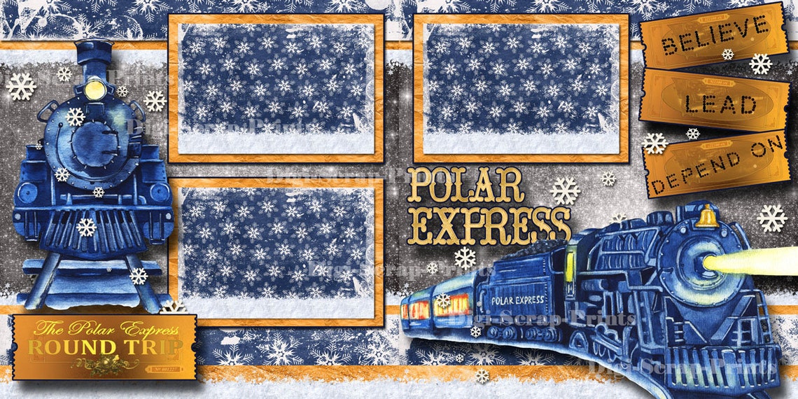 Polar Express Train Movie Book Christmas ~ 2 Printed Scrapbook Pages Ez ...