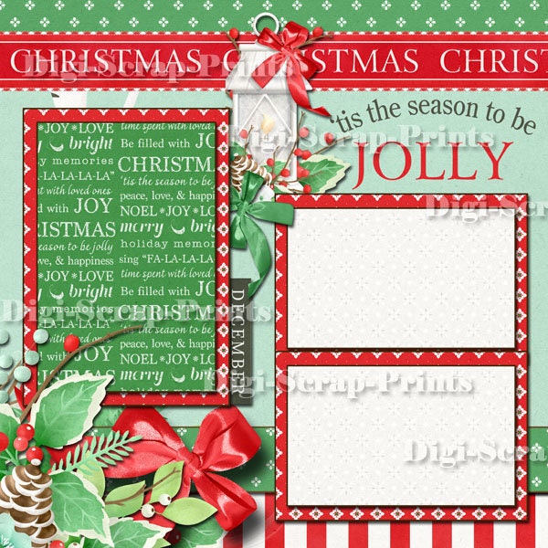 JOLLY CHRISTMAS Lanterns Cheer ~ Holiday 2 Printed Scrapbook Pages Ez ...