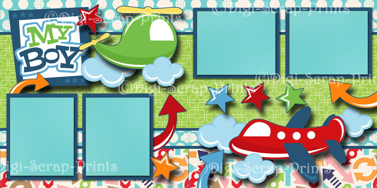 MY BOY ~ 2 Printed 12X12 Pre-made Scrapbook Pages Quick EZ Pages Baby ...