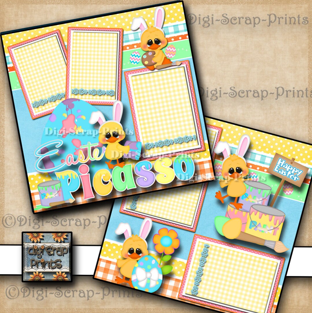 EGG PICASO Coloring Eggs Easter Boy Girl Printed 12X12 Pre-made ...