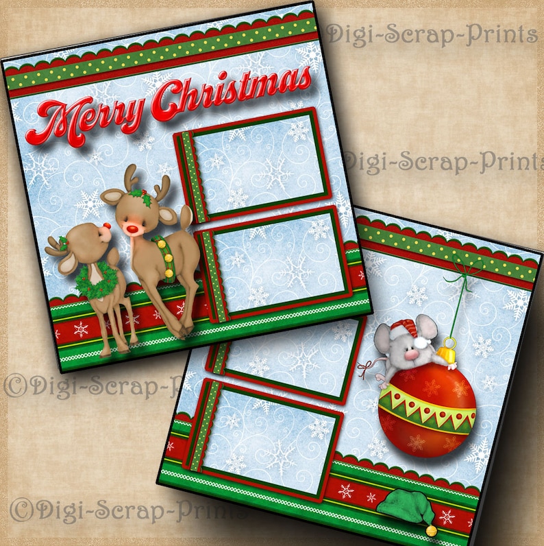 Merry Christmas 2 Printed 12X12 Pre-made Scrapbook Pages Ez Quick PAGES ...