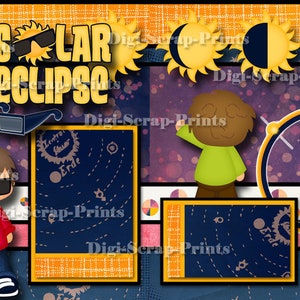 SOLAR ECLIPSE 2024 2 Printed 12X12 Pre-made Scrapbook Pages Quick Pages ...