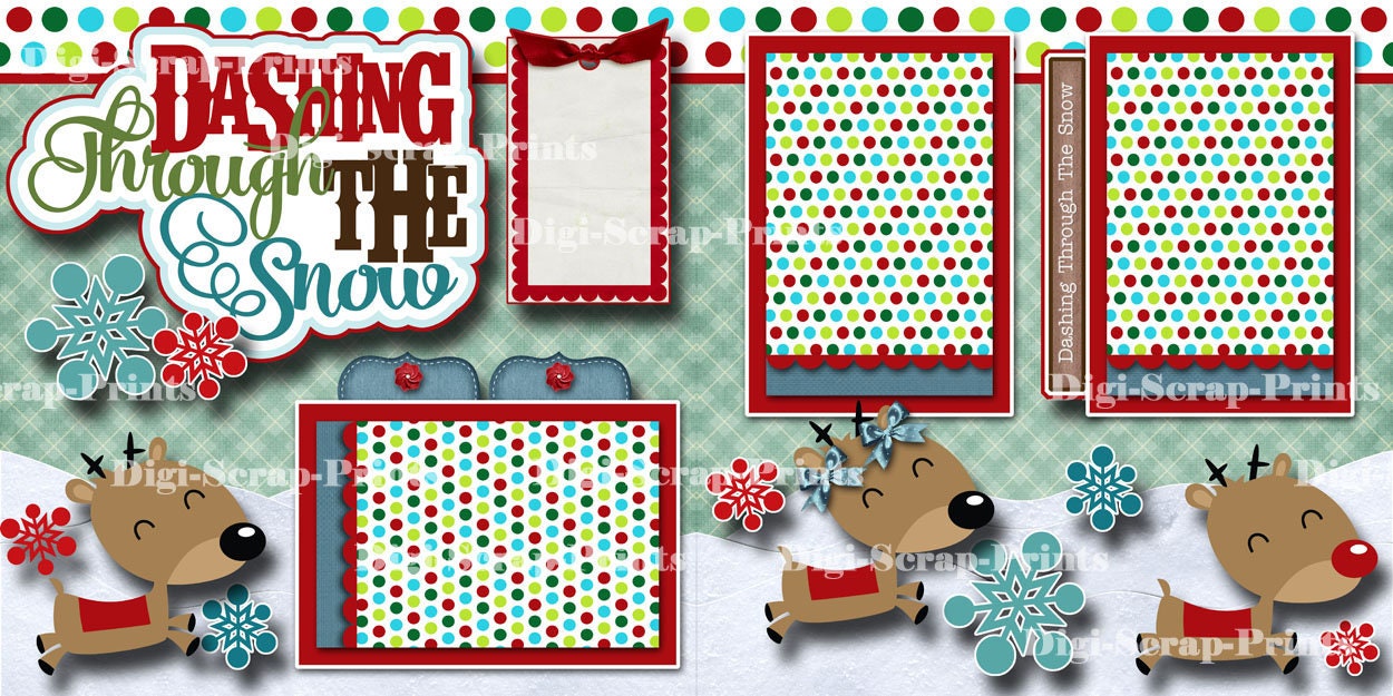 CHRISTMAS Dashing Through the Snow 2 Printed 12X12 Pre-made Scrapbook ...
