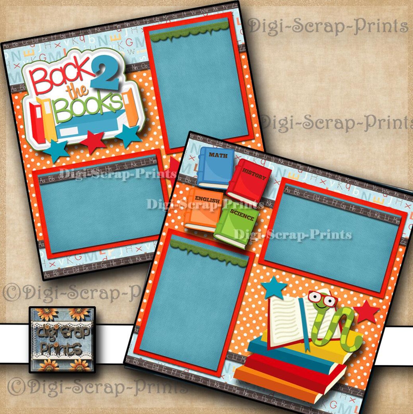 School BACK 2 THE BOOKS Grade ~ 2 Printed 12X12 Pre-made Scrapbook ...