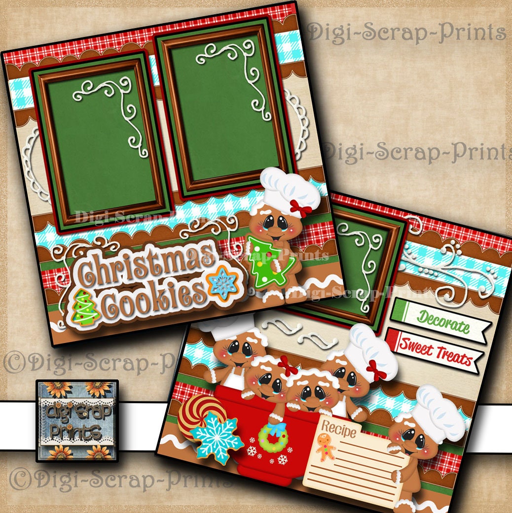 Christmas Cookies Baking Decorate ~ 2 Printed 12X12 Scrapbook Pages Ez ...