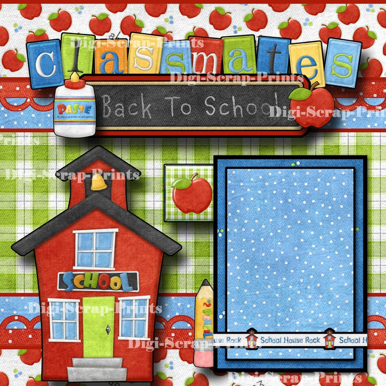 BACK TO SCHOOL House Grade Classmate 2 Printed 12X12 Pre-made Scrapbook ...