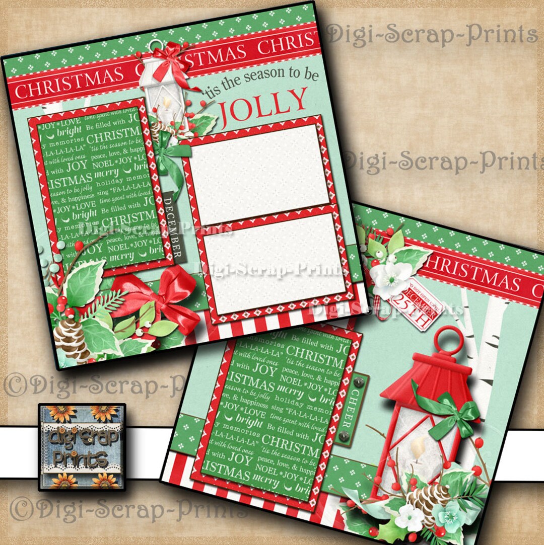 JOLLY CHRISTMAS Lanterns Cheer ~ Holiday 2 Printed Scrapbook Pages Ez ...