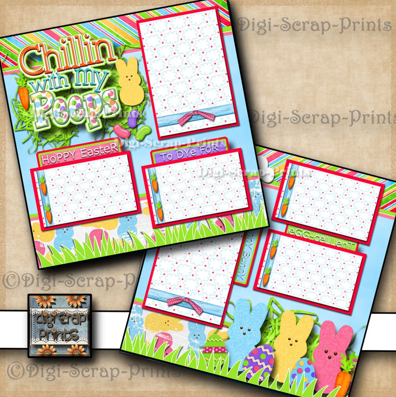 Chillin With My PEEPS Easter Baby Boy Girl Printed 12X12 Pre-made ...