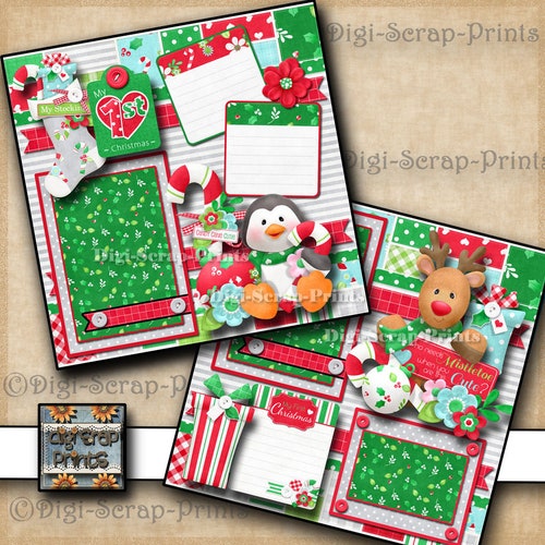 CHRISTMAS MEMORIES 2 Printed 12X12 Pre-made Scrapbook Pages Ez - Etsy