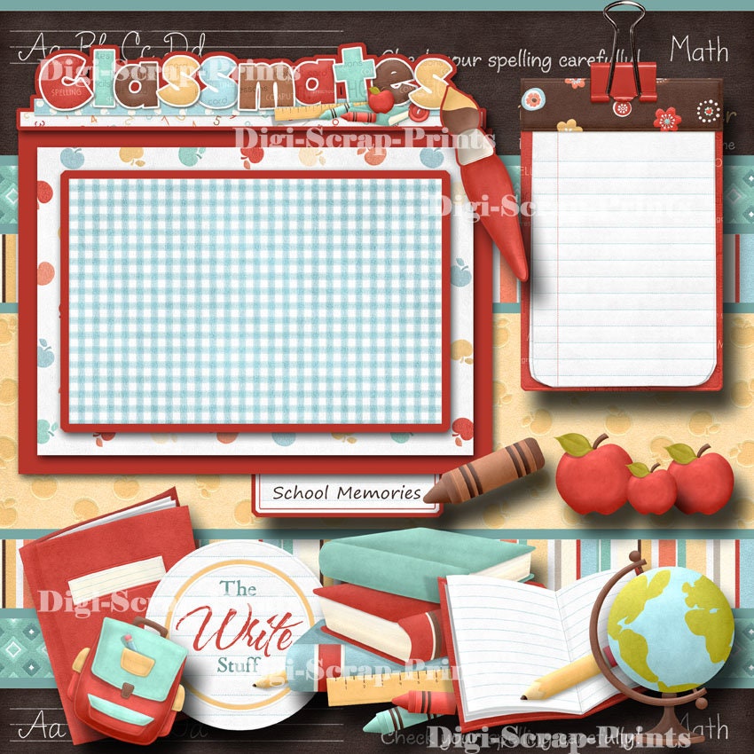 2ND GRADE SCHOOL~ Girl ~ 2 Printed 12X12 Pre-made Scrapbook Pages Ez ...