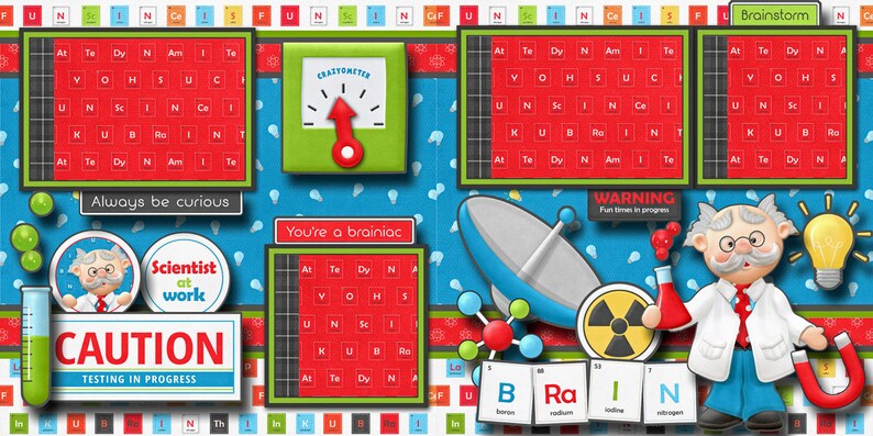 Science ~ Project ~ STEM ~ 2 Printed 12X12 Pre-made Scrapbook Pages ...