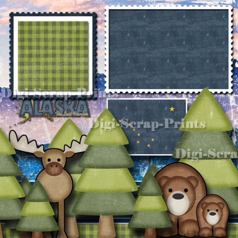 ALASKA ~ Vacation 2 Printed 12X12 Pre-made Scrapbook Pages Quick Pages ...
