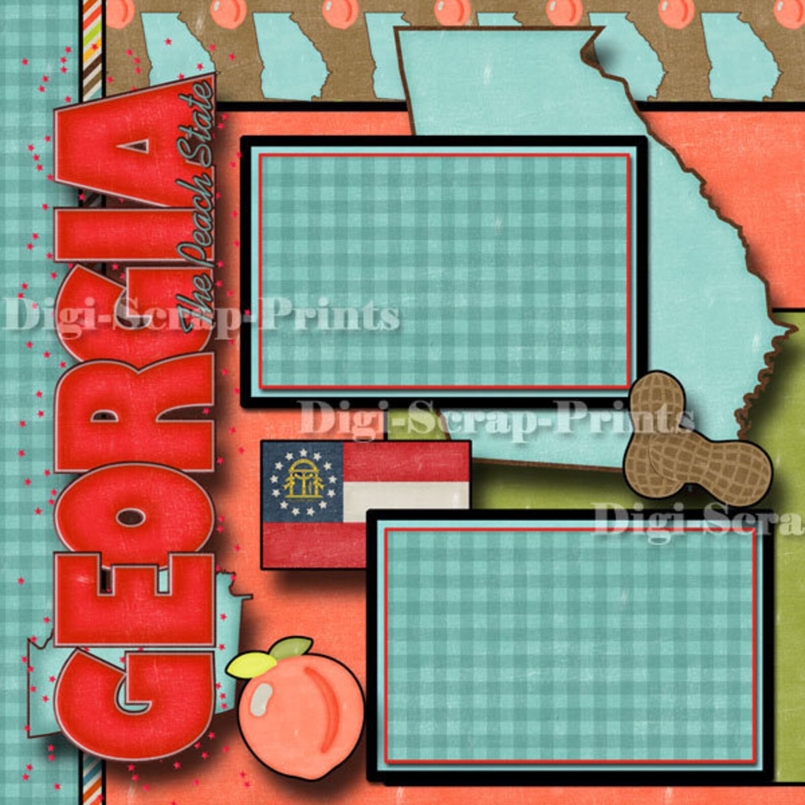 GEORGIA ~ Vacation 2 Printed 12X12 Pre-made Scrapbook Pages Quick Pages Scrapbooking Paper ...